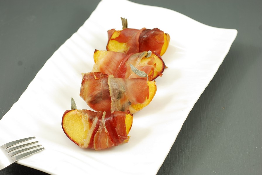 MELOCOTÓN ASADO CON JAMÓN & SALVIA – Come conmigo